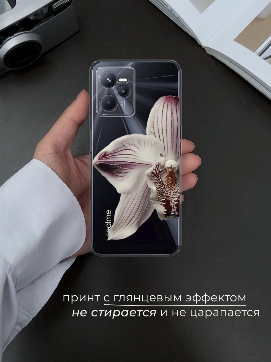 Силиконовый чехол на Realme C35 / Реалми C35 с принтом Белая орхидея — фото 1