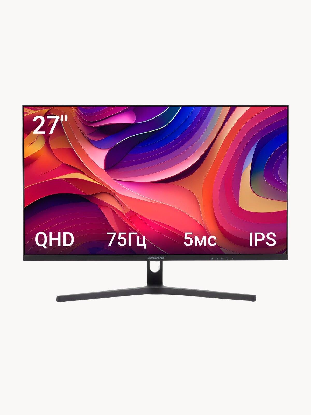 27" Монитор игровой Digma DM-MONB2702, 2560x1440, IPS, 75Гц, 1хHDMI, 1хDP, черный