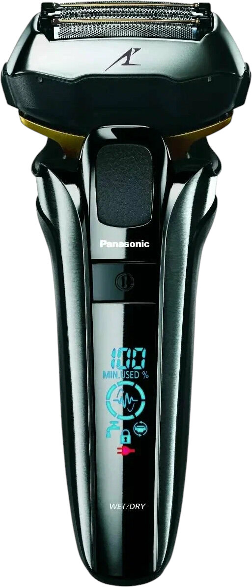 Электробритва Panasonic ES-LV9Q-S722 черно-серебр, влажное/сухое, сеточная, от аккумулятора, 50 мин. работы, триммер