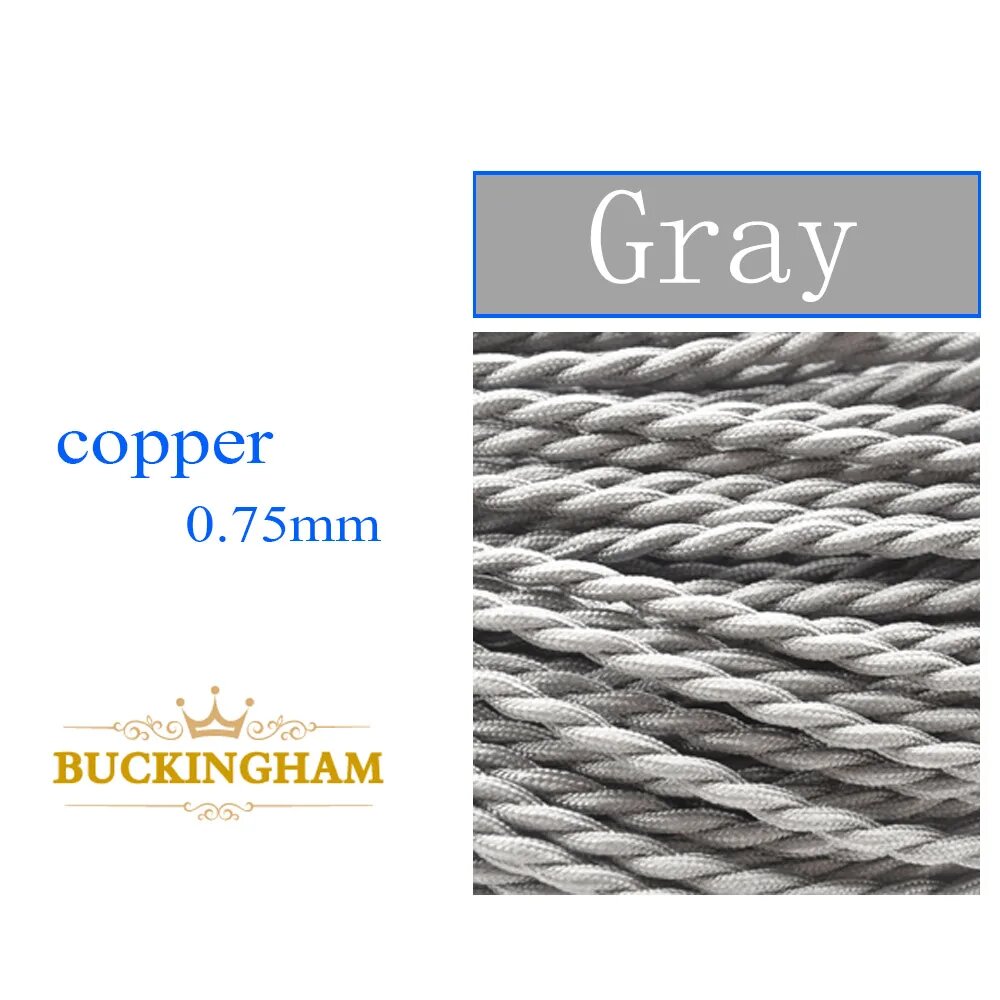 Винтажный тканевый провод W15 2x0,75 мм Gray, 10m