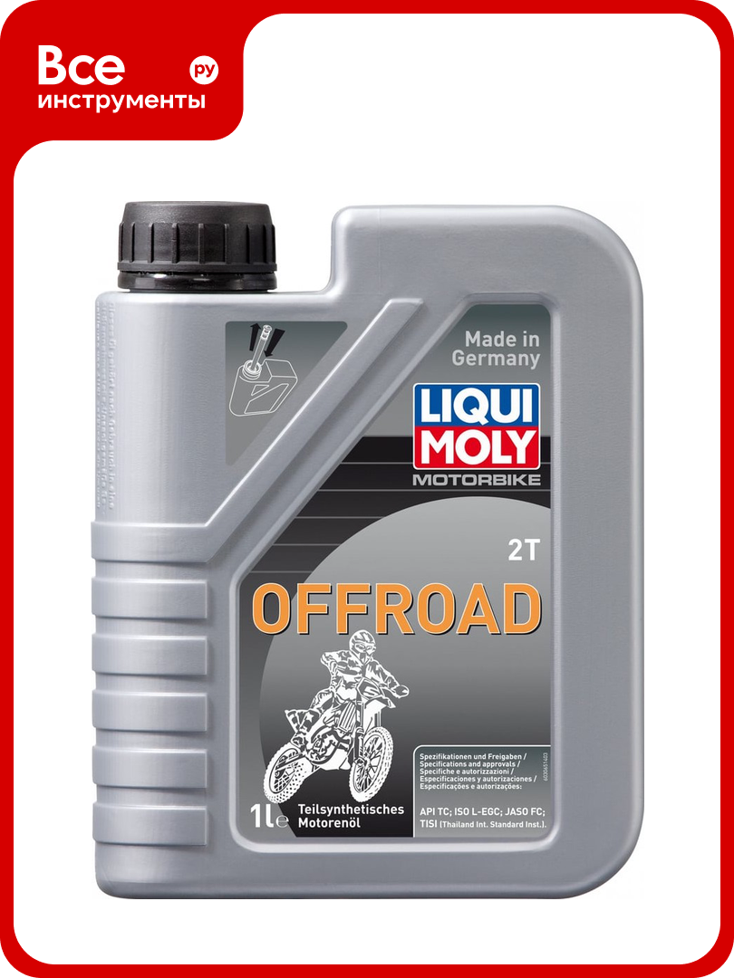 Полусинтетическое моторное масло для 2-тактных двигателей картов 1л LIQUI MOLY Motorbike 2T Offroad 3065, красный, 1 л