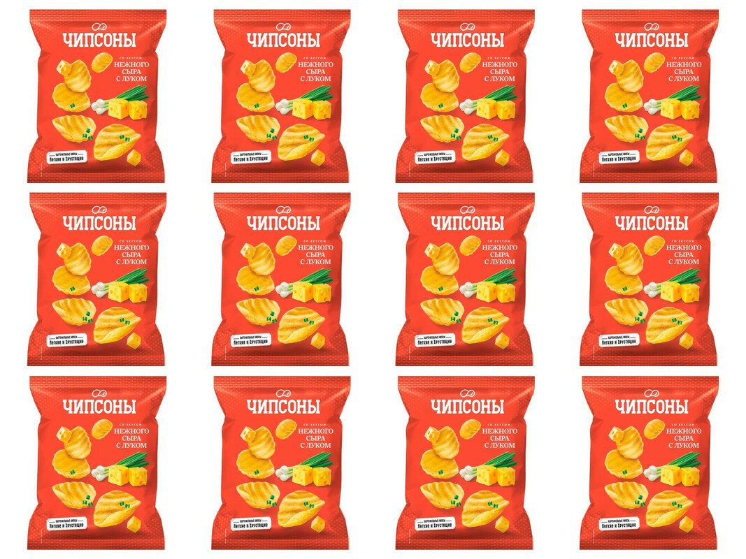 Чипсоны Чипсы со вкусом Нежный сыр с луком, 40 г, 12 шт