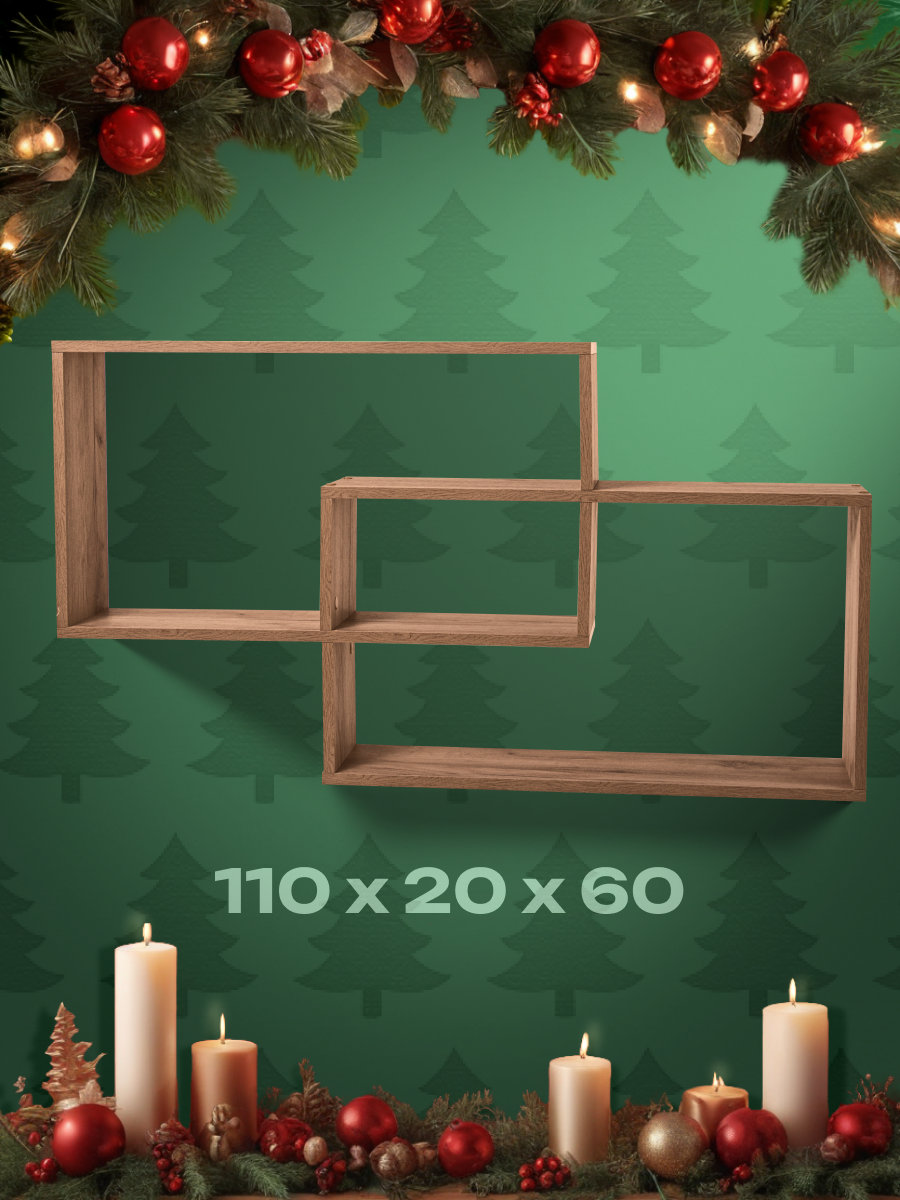 Полка настенная Акрона ПН-4 навесная, дуб крафт табачный, 110х20х60 см.