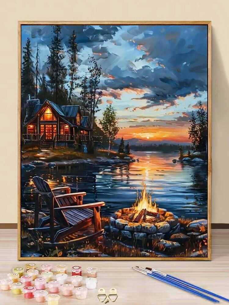 Картина по номерам для взрослых начинающих, пейзаж на цветном холсте 40x50 см, набор для рисования без рамки, расслабляющее творчество и антистресс, подарок ручной работы