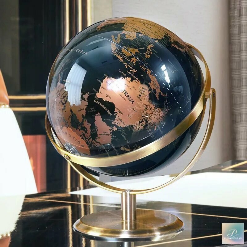 Географический глобус 27 см,27, черный, золотой