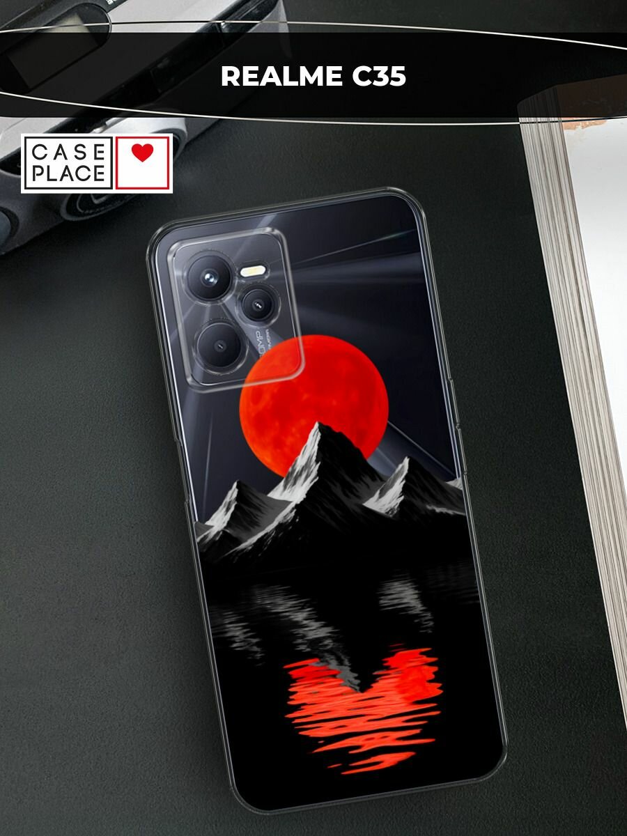 Чехол на Realme C35 / Реалми C35 с принтом Черная гора, прозрачный