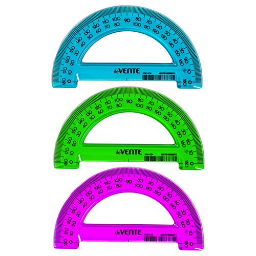 Транспортир " deVente " 180*10см пластиковый, ассорти, градуировка односторонняя черная, количество: 30 штук