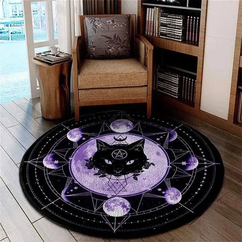 Круглый ковер из полиэстера Фиолетовый, Diameter 160cm, 1