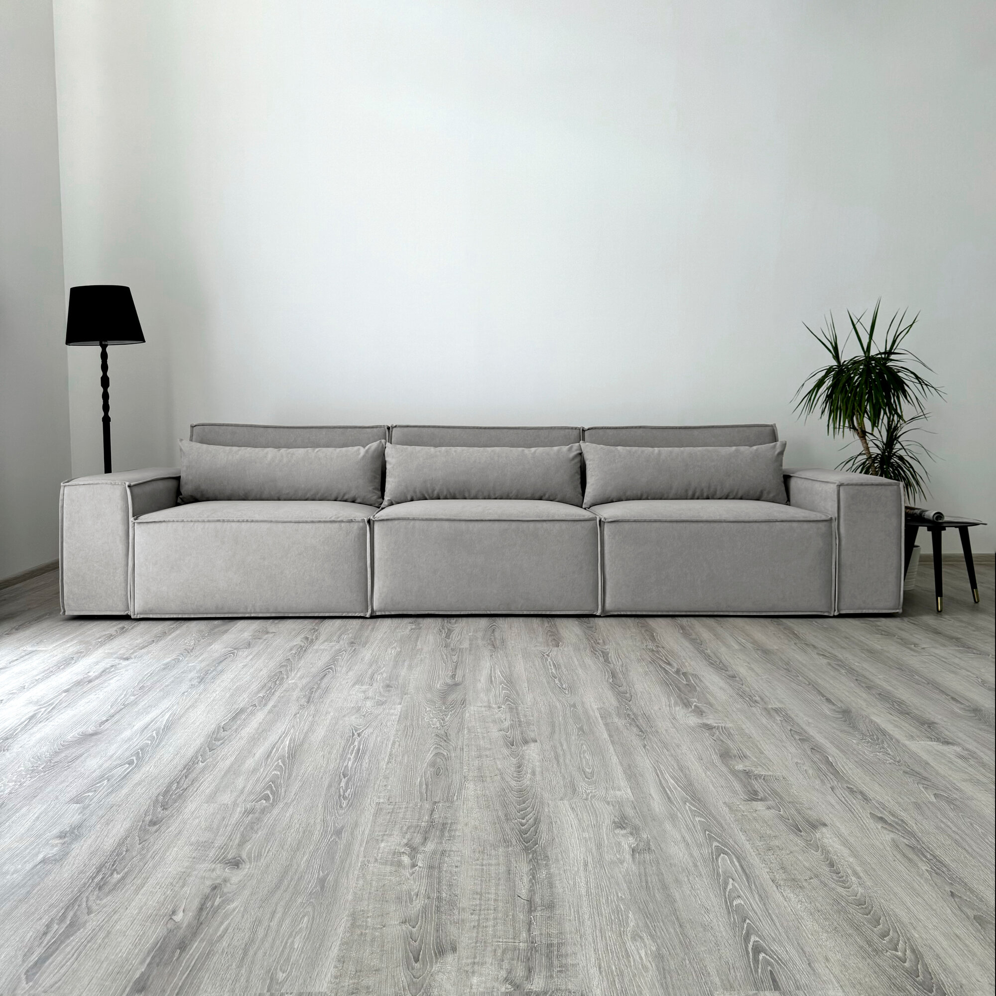 Чехол на диван-кровать Redsofa Пикассо прямой 360 см светло-серый Teddi.