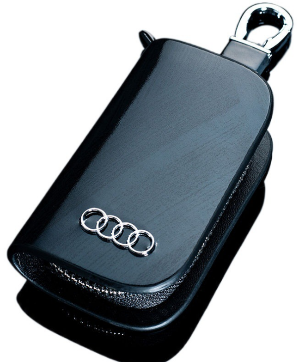 Универсальный автомобильный аксессуар чехол брелок на молнии с логотипом для ключа машины Audi из натуральной кожи. Кожаный чехол кошелек для автомобильного ключа Ауди Q3 Q5 Q7 Q8 A3 A4 A5 A6 А7 А8 (черный)