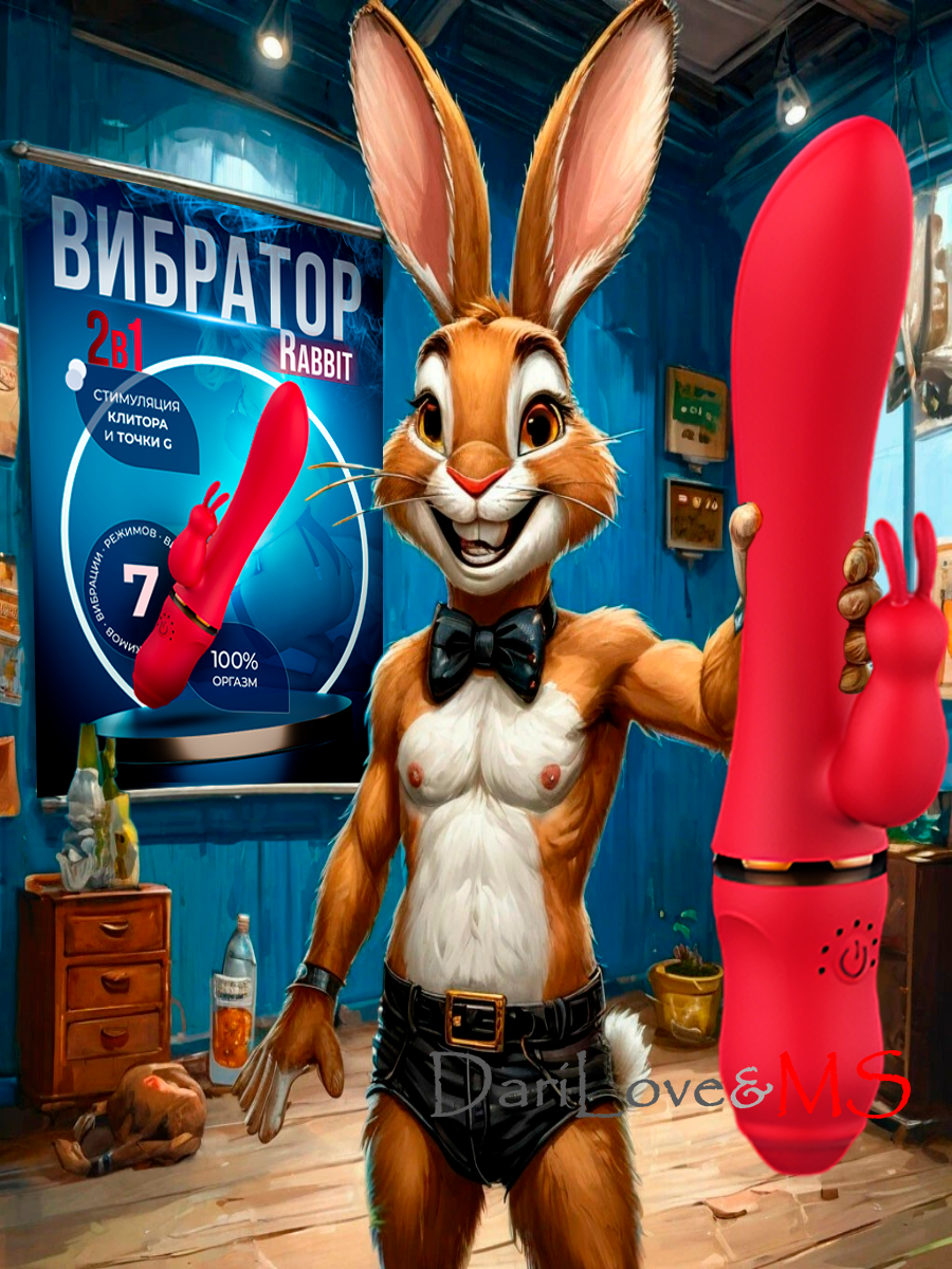 Вибратор Кролик RABBIT зайчик NBQ универсальный, анально-вагинальный, цвет красный, 22 см