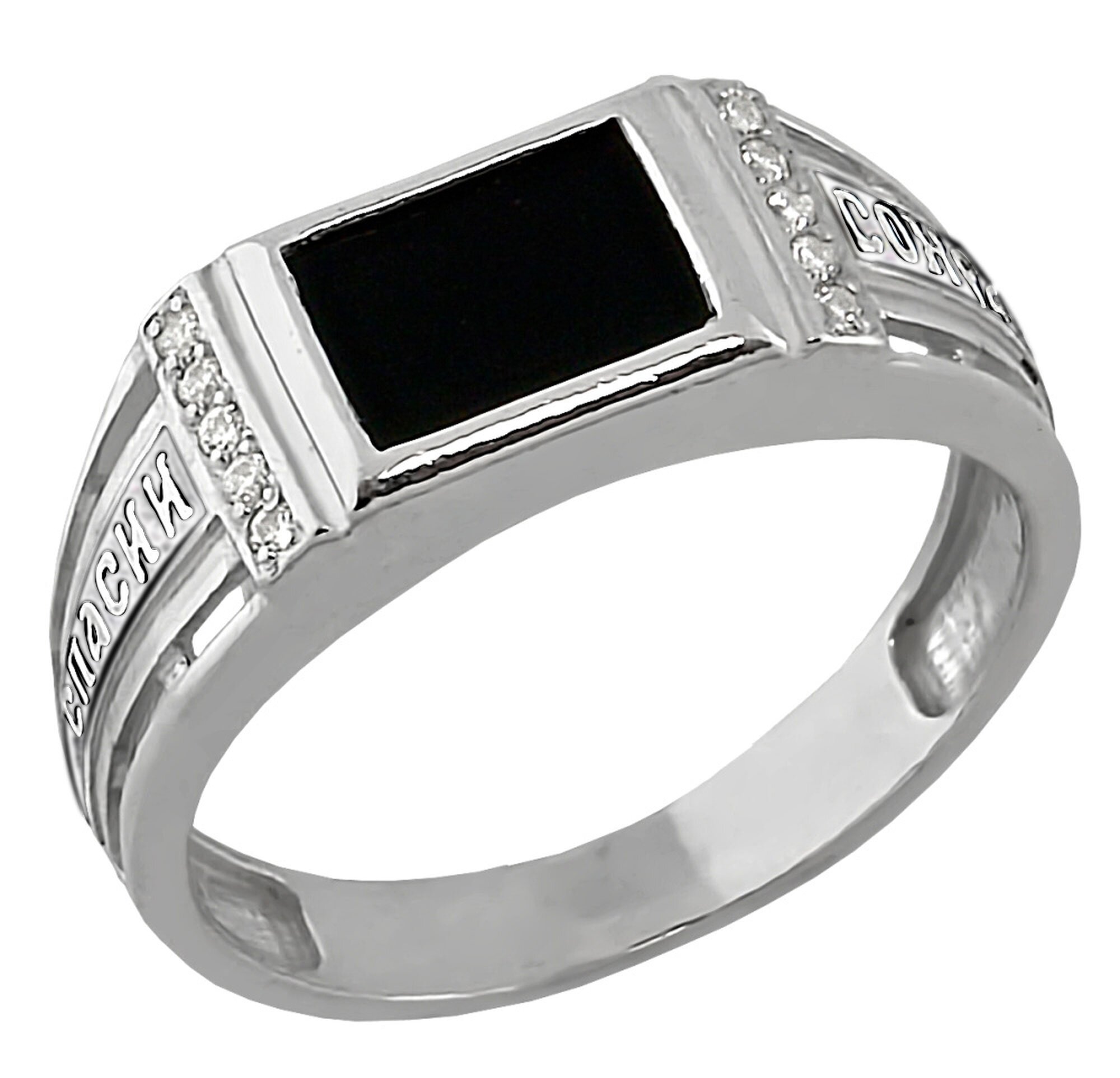 Кольцо, серебро, 925 проба, чернение, оникс, фианит