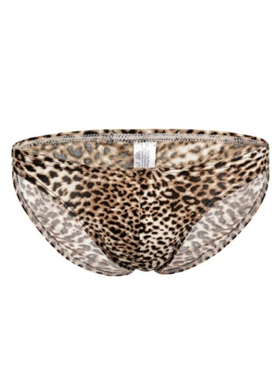 Мужские трусы слипы коричневые с леопардовым принтом Romeo Rossi RR2061-3 M (46)