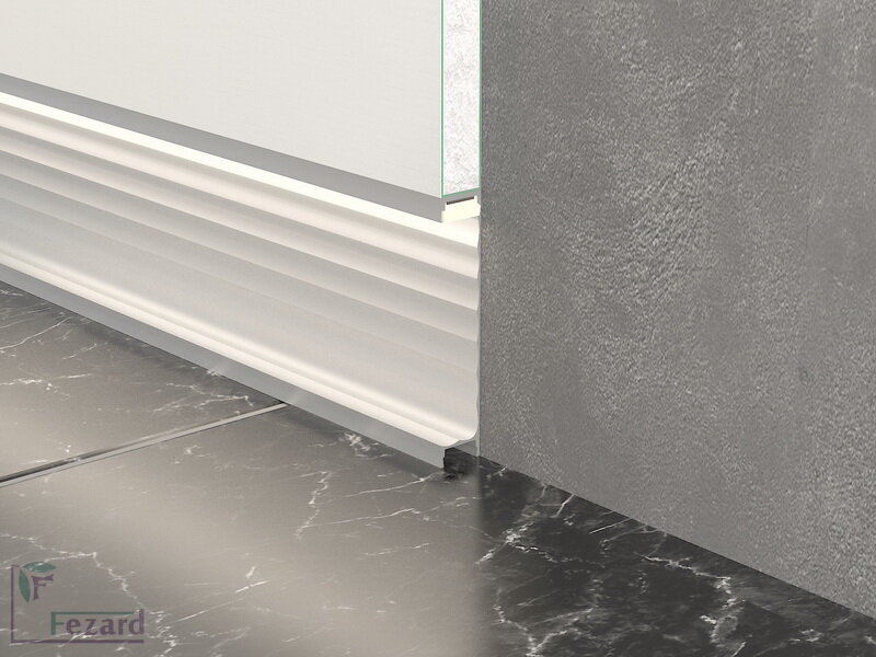 Алюминиевый встраиваемый плинтус Fezard ALP-G100-LI, 100×15 мм, длина 3 м, серебро (RAL) +рассеиватели в комплекте