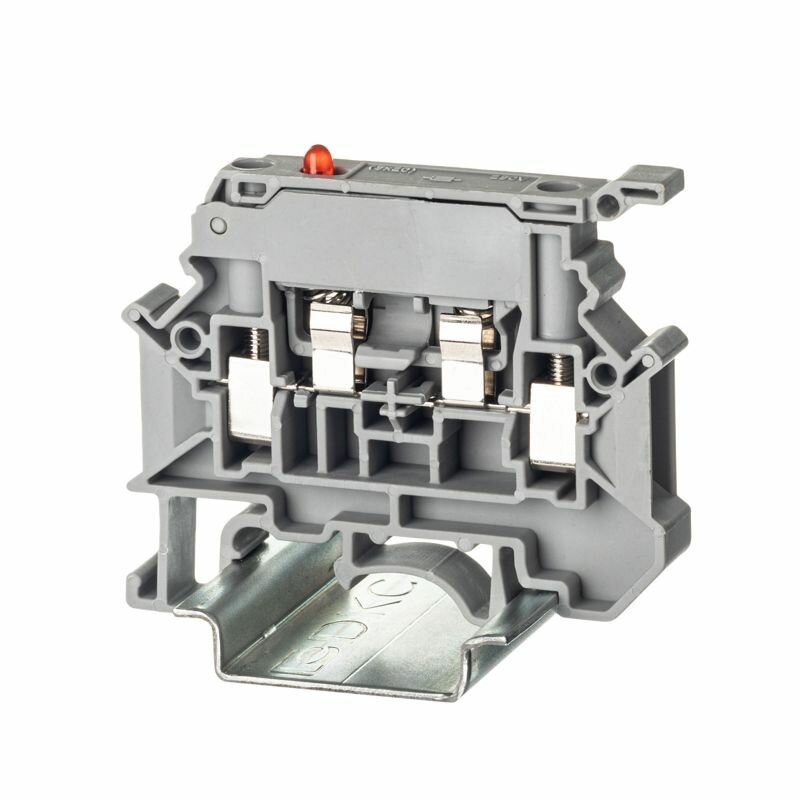 Клемма для предохранителя винтовой зажим 2 точки подключения индикация 250В 4кв. мм сер. DKC TUR-4-HESILED250