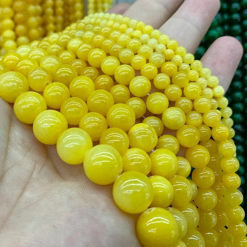 Нефритовые бусины LUOMAN XIARI 6 8 10 12 мм Желтый, 8mm 44-46pcs, dark yellow jade
