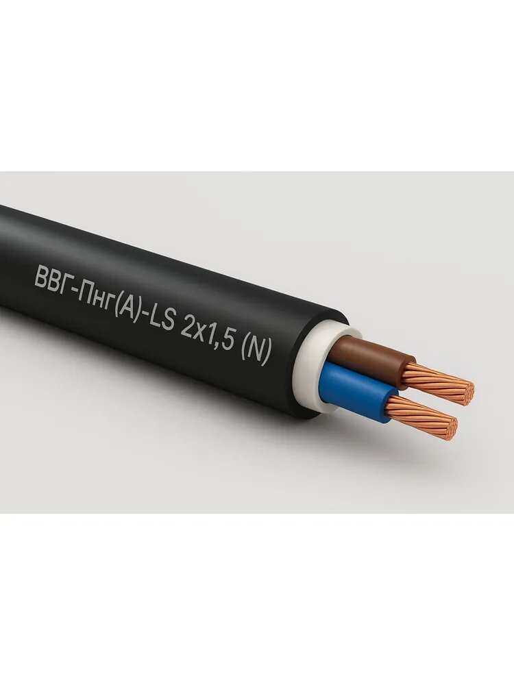 Силовой кабель Intro ВВГ-Пнг(А)-LS 2х1,5(N) мм2 медный, 50 м, 4180 г, ГОСТ