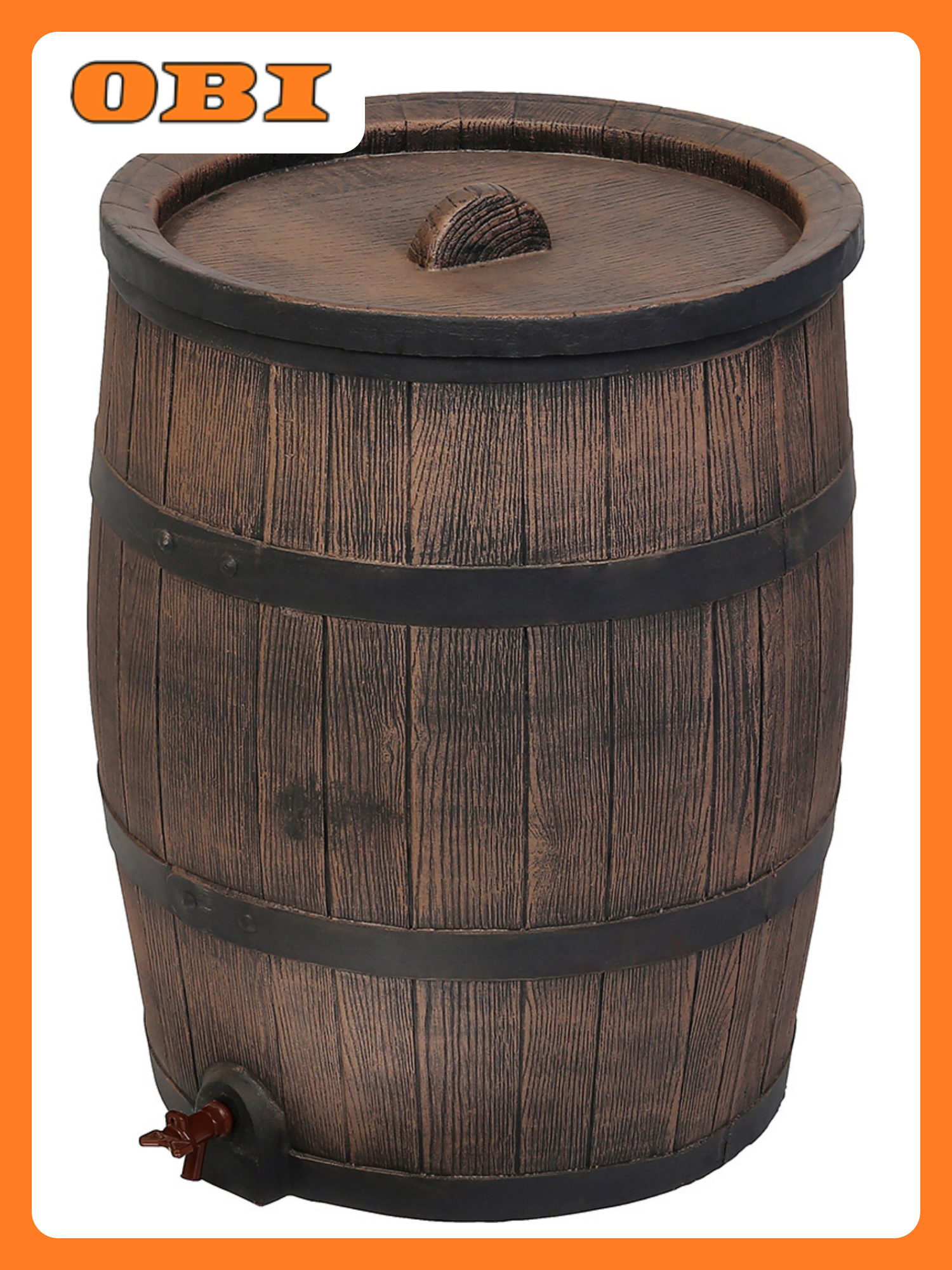 Бочка ROTO RAINBARREL, цилиндрическая, пластик, коричневая, 120 л
