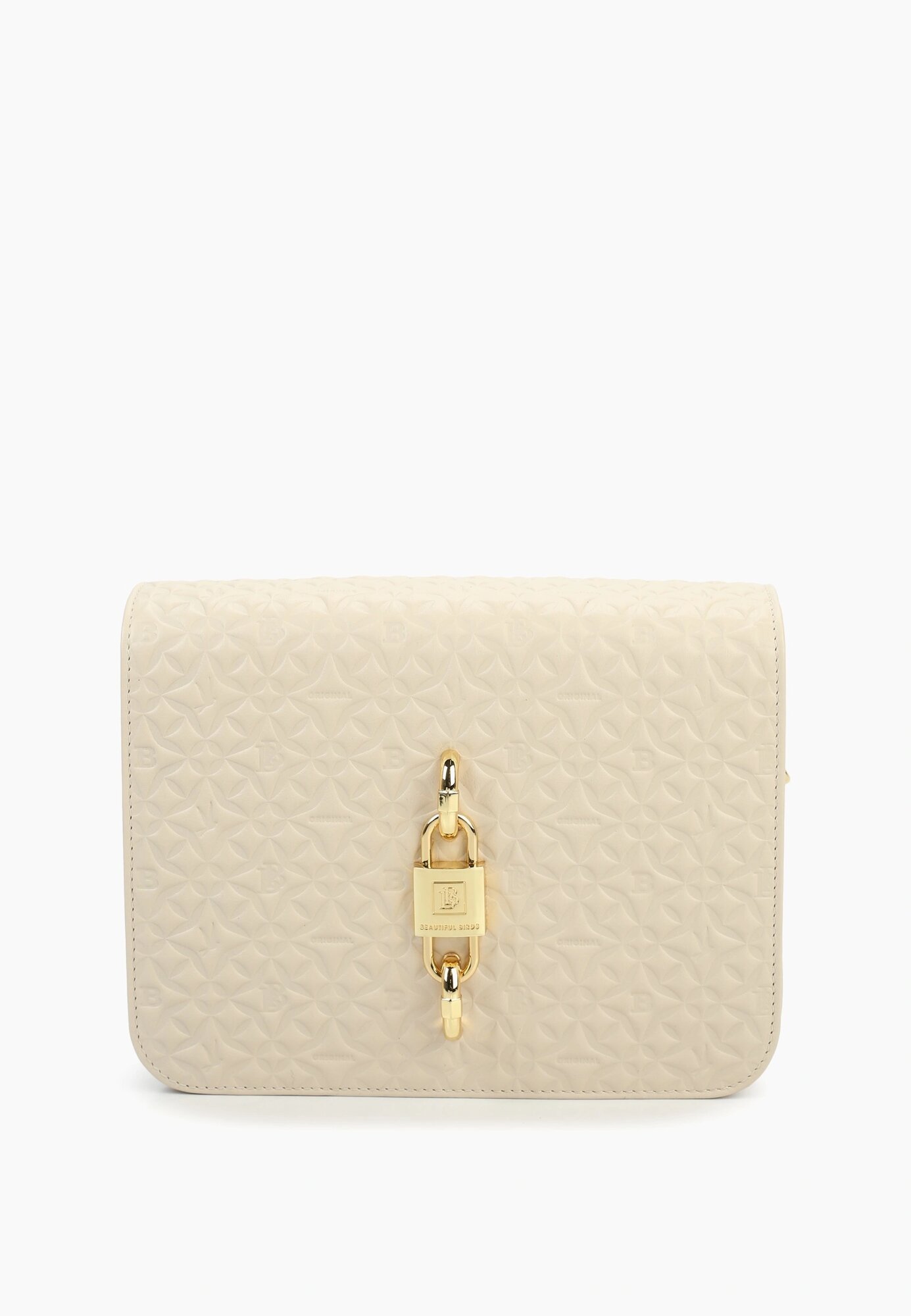 Сумка барсетка Beautiful Birds Balearica, фактура гладкая, тиснение, молочный