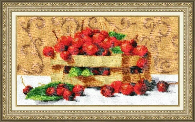 Набор для вышивания бисером "Спелые вишни" РТ-024, 30х16.8 см, Золотое руно