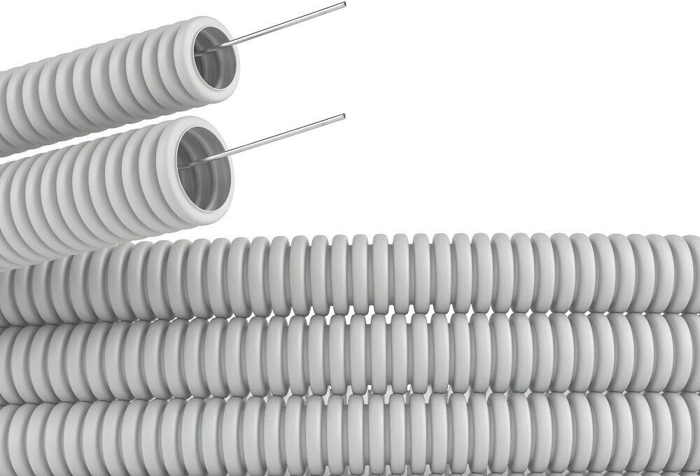 DKC 91932 Труба ПВХ гибкая гофр. д.32 мм , лёгкая с протяжкой, 25м, цвет серый