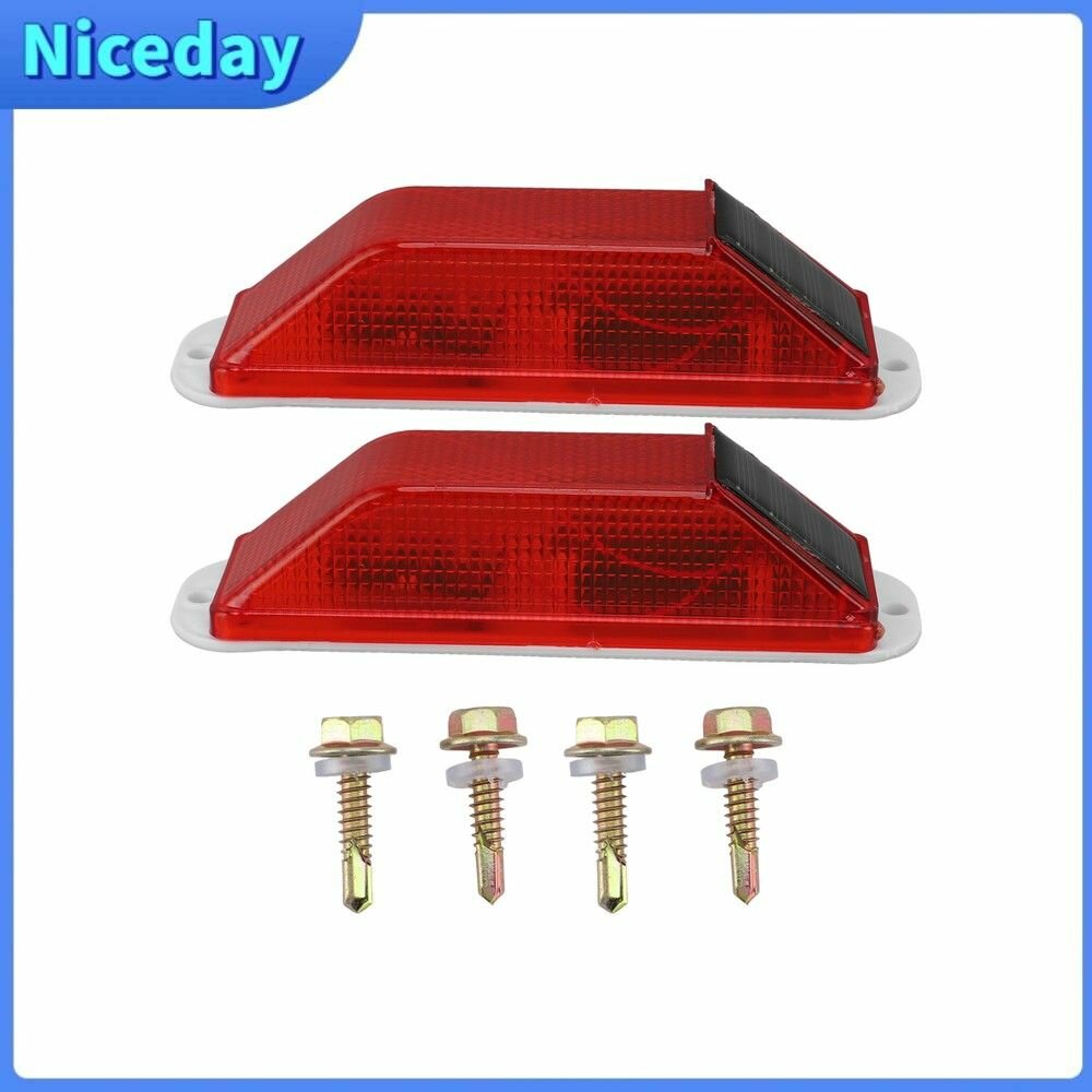 2 стробоскопические LED-лампы на солнечной энергии для строительных баррикад (красные).