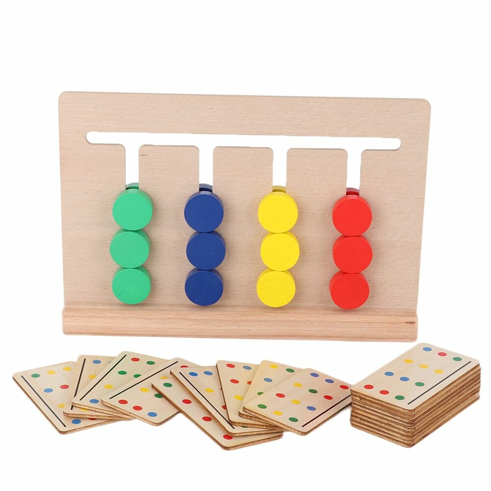 Четырёхцветная логическая игра, дерево, круг, развивающая, дети