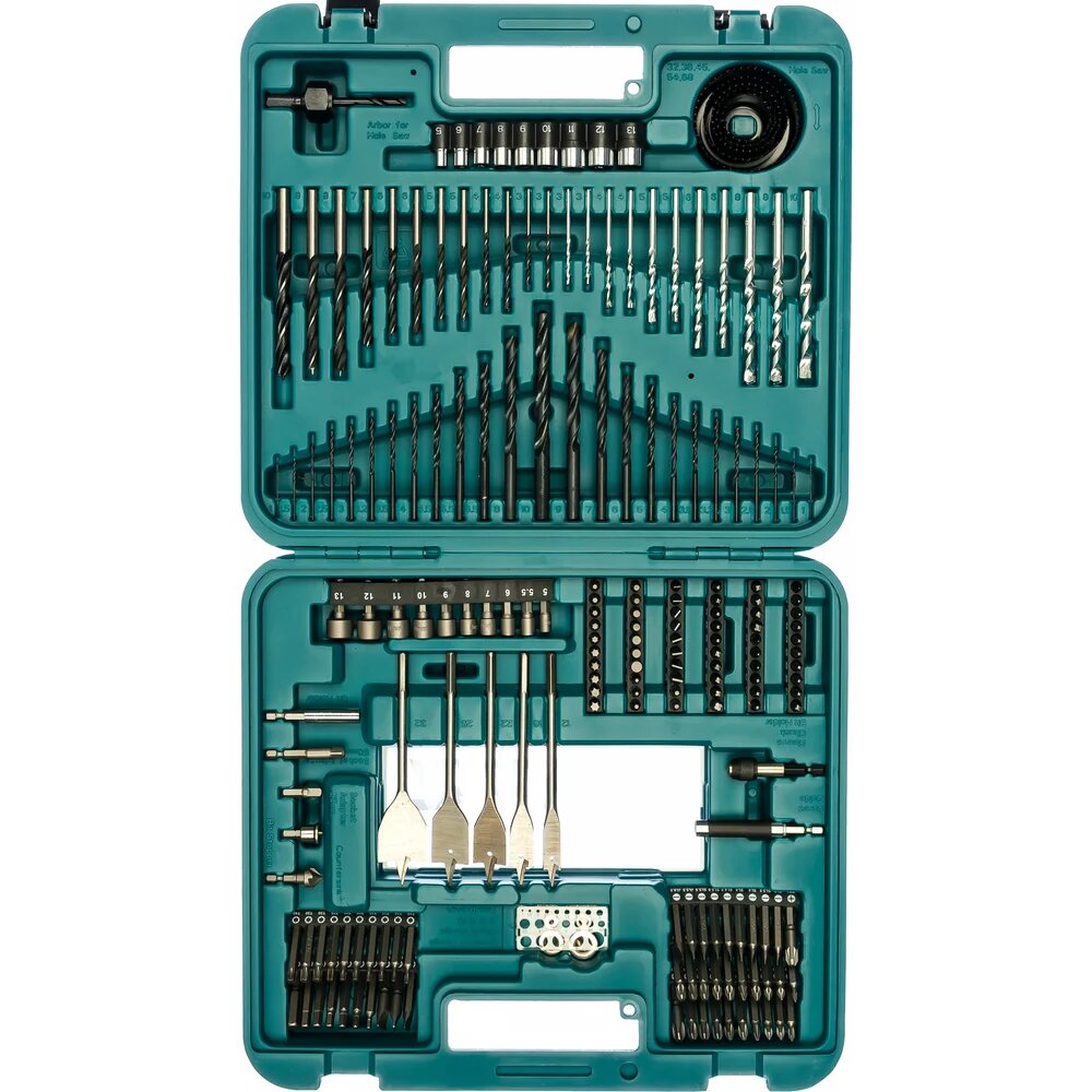 Набор насадок Makita D-47260, 201 предмет, включает торцевые головки, коронки и бит для крепежа и сверления