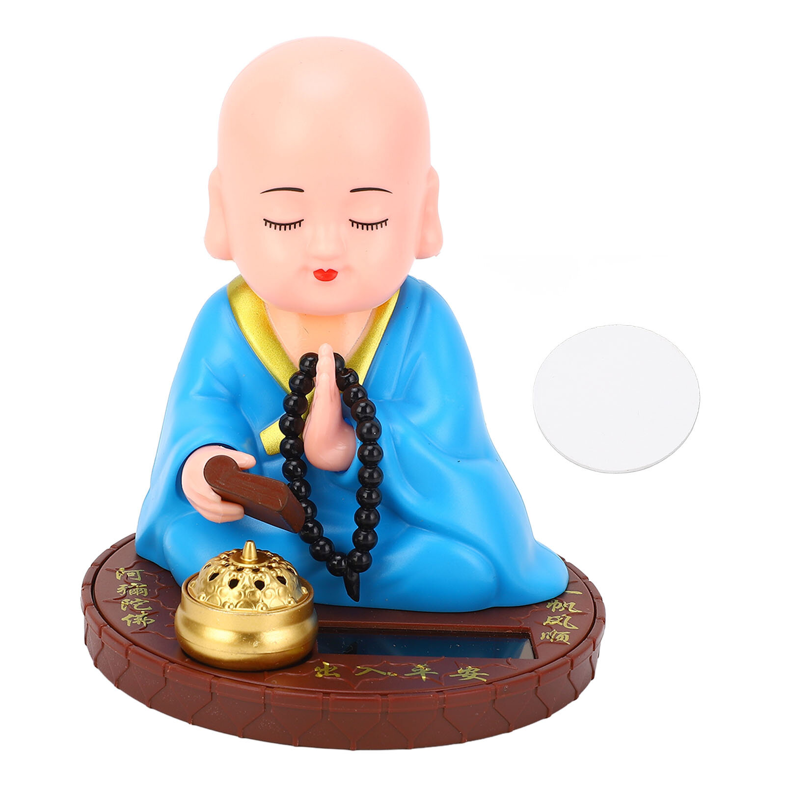 Фигурка маленького монаха на солнечной энергии, авто кивающая статуя маленького монаха для офисного стола, приборная панель автомобиля, синяя