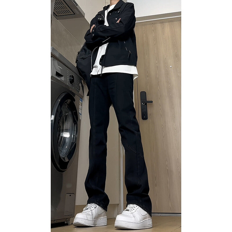 MON Мужские Джинсы Инс Трендовые Кошки Усы Потертые Эластичные Кроп Деним, Размер_2XL