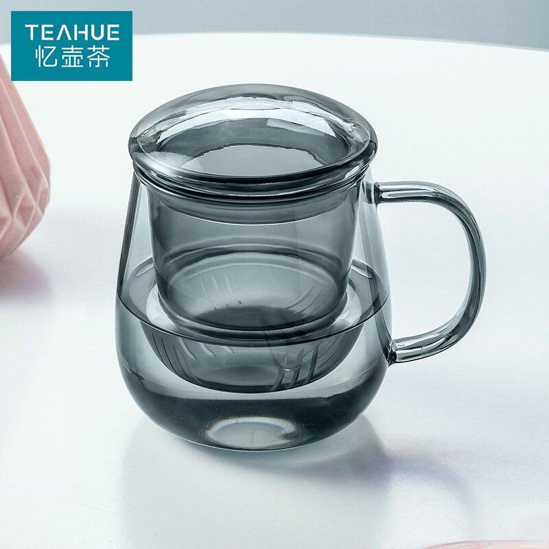 Черный чайный стакан в форме гриба с фильтром, 400 мл, с ручкой для дома