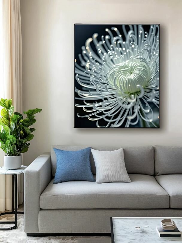 Алмазная мозаика 40х50 "Хризантема&роспись стразами