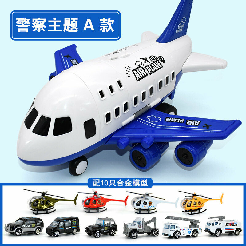 Набор игрушек для детей: большой пассажирский самолет, складная пластиковая модель самолета, инерционная игрушечная машина для мальчиков