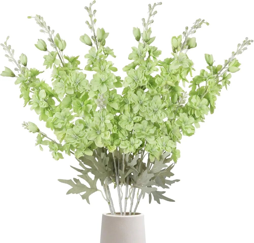Yannew Искусственные цветы, 6 шт, зеленый, шелк, 85 см