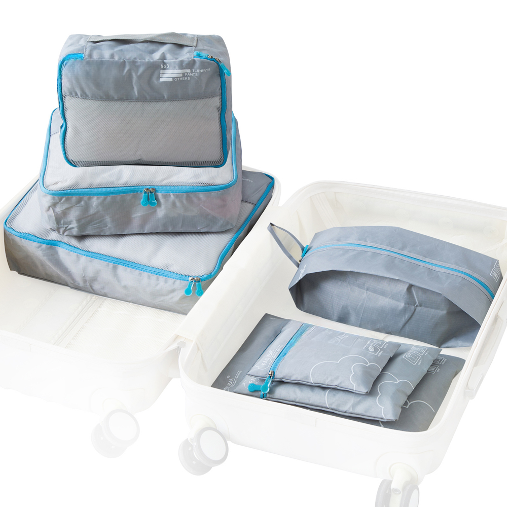 7 шт. Набор органайзеров для путешествий Сумки для хранения Чемодан Одежда Обувь Классифицированные сумки Переносной органайзер для багажа Набор для упаковки одежды в дорогу Комплект органайзеров для чемодана