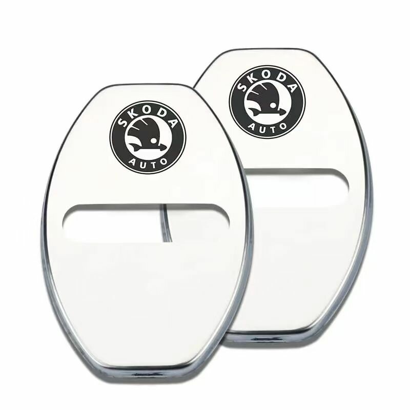 Пряжка крышки дверного замка автомобиля для Шкода, крышки дверных защелок автомобилей из нержавеющей стали защитное украшение, Skoda Октавия Фабия Fabia Octavia Kodiaq Superb, металл, 4 куски