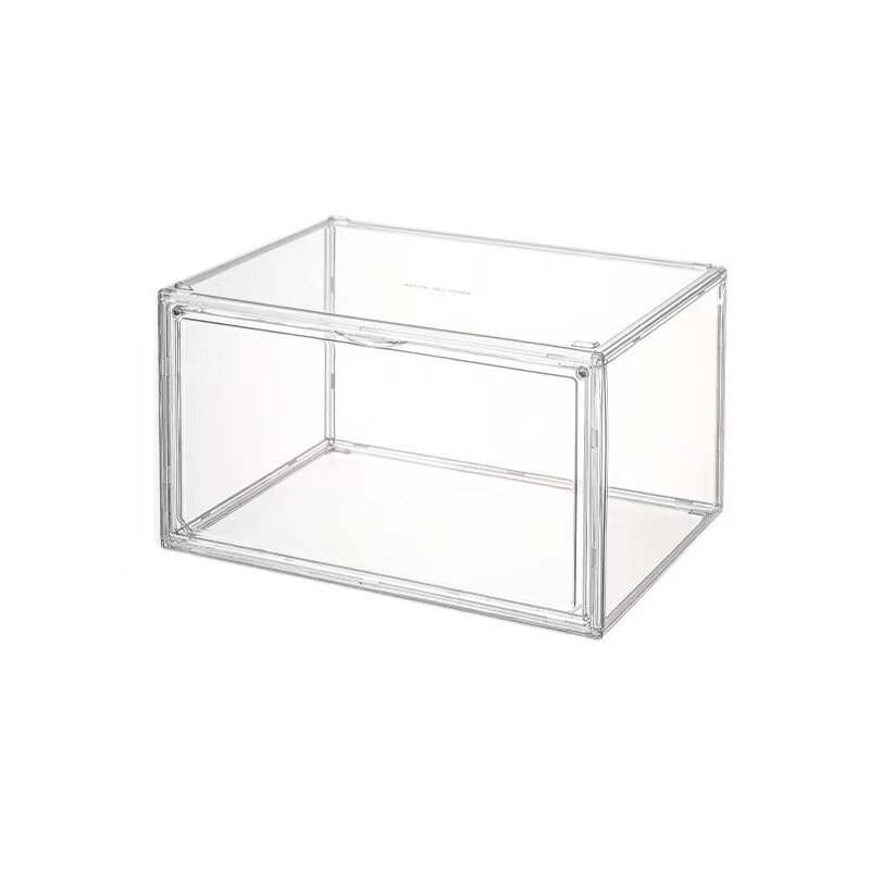 Домашняя прозрачная обувная коробка, обувная полка, пластиковая PET коробка для баскетбольных кроссовок, складная, с магнитной дверцей, пылезащитная коробка для хранения обуви