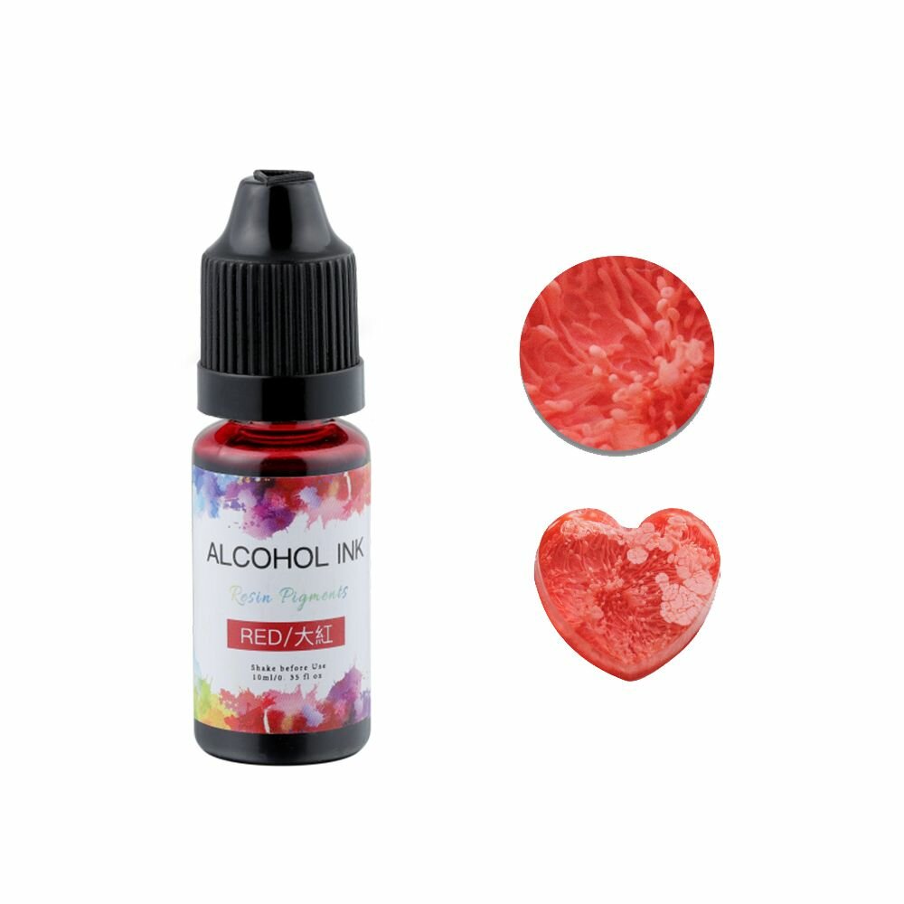 Алкогольные спиртовые чернила для эпоксидной смолы для творчества, 1шт по 10 мл , цвет красный
