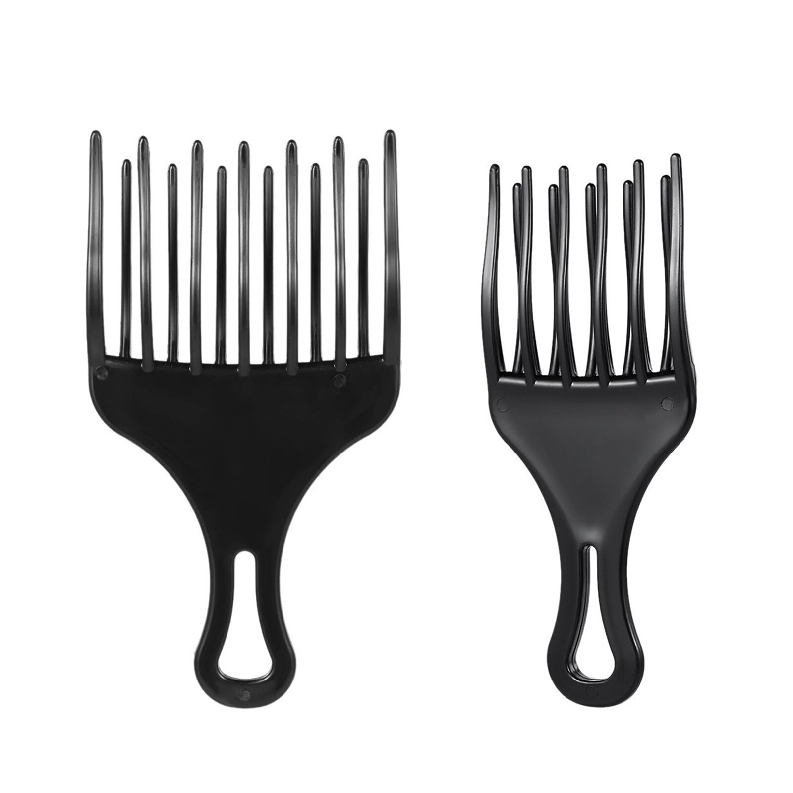 2PCS Afro Hair Comb Curly Hair Brush Comb Detangle Hairbrush Wide Tooth Comb Hairdressing Styling Tool for Man & Woman, Black, ABS, 2 Large Comb / 2 Small Comb / 1 Large & 1 Small Comb, Large Size 18.0*9.5*1.6cm, Small Size 16.5*6.5*1.6cm