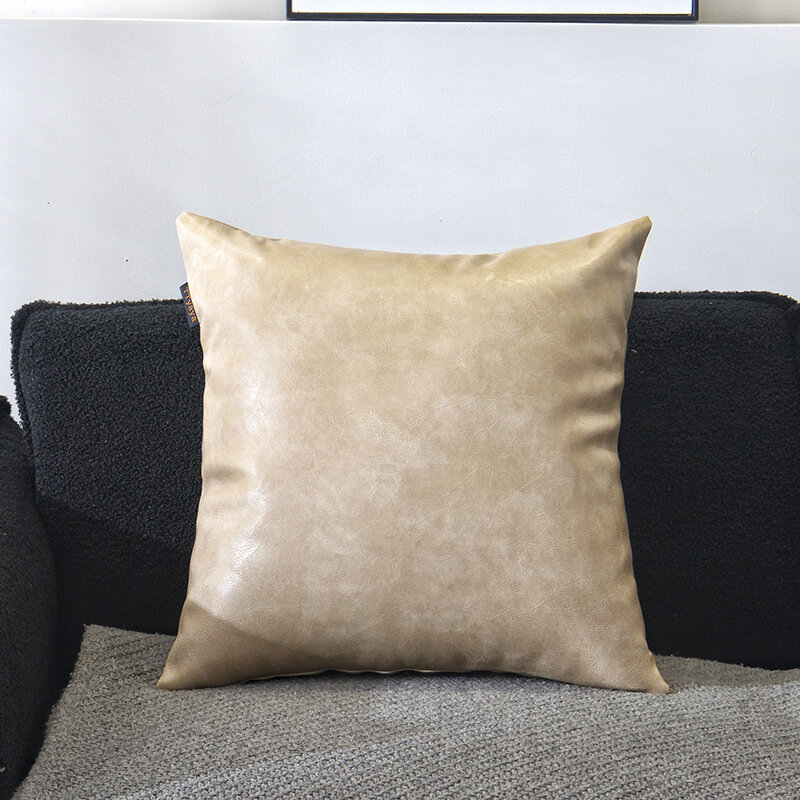 Однотонная ретро кожаная подушка PU ультратонкая мягкая кожа текстура коровьей кожи декоративная подушка для дивана с возможностью настройки