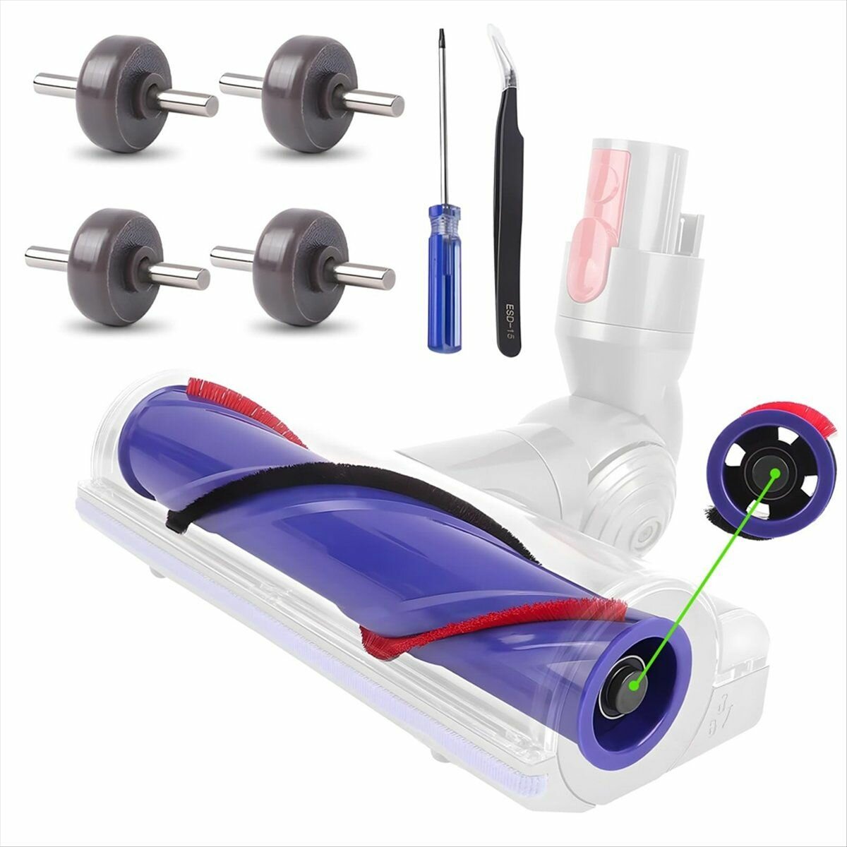 Сменный комплект роликовой щетки для пылесоса Dyson V7 V6 DC59 SV11 SV03 SV04 SV05 SV09, аксессуары для пылесоса, с колесами