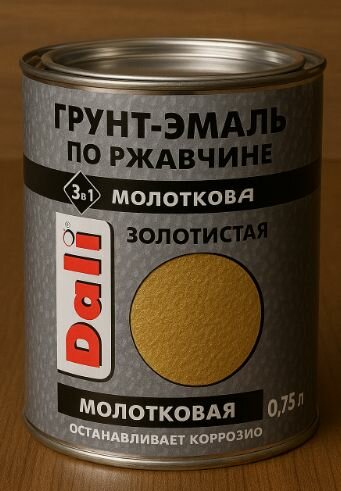 Грунт-эмаль по ржавчине молотковая 3 в 1 Dali золотистая 0,75 л