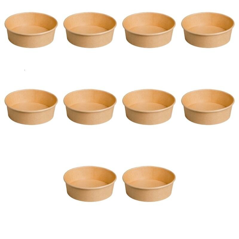 Крафтовые бумажные миски с крышками, 10 шт, 500ML