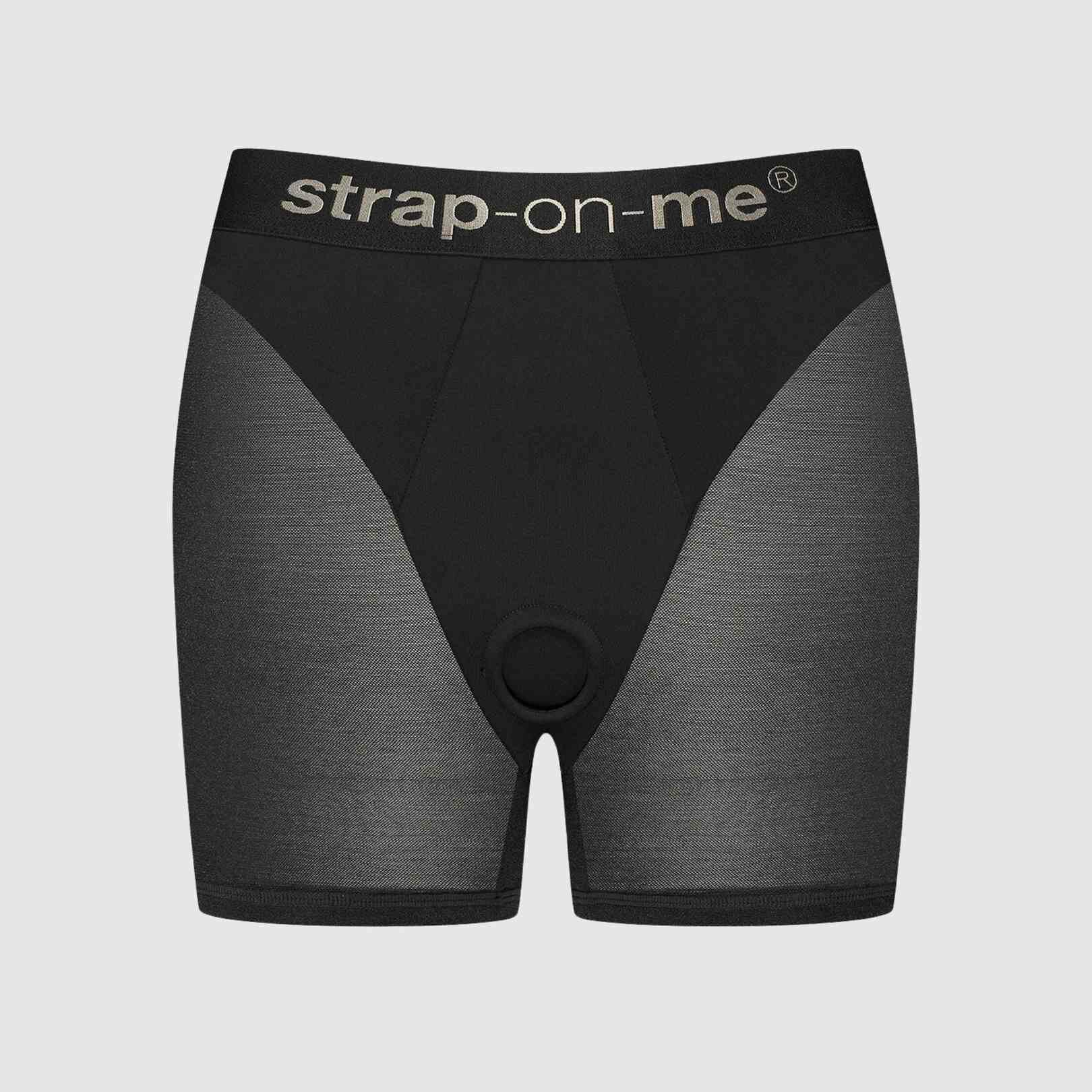 Трусики-шорты strap-on-me harness lingerie halo, размер s, черный, фиксация страпона