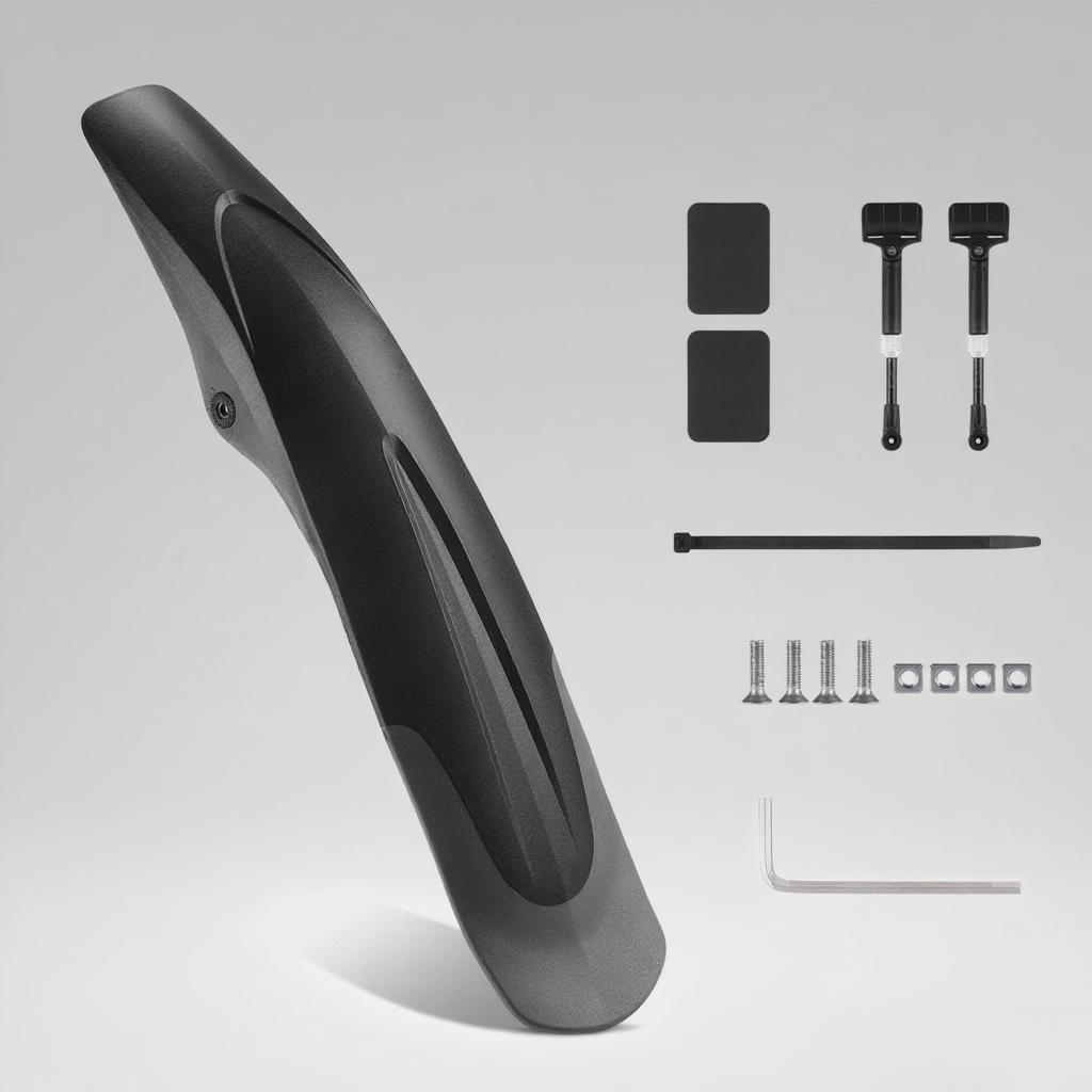 Дворниковые щитки для велосипедов Widen Quick Release, универсальные для велосипедов 26-29 дюймов, черного цвета, PP+нейлон+алюминиевый сплав, размер 440*40*80мм, в комплект входят передняя и задняя щитки (опционально), поддержки, гаечка, прокладки,