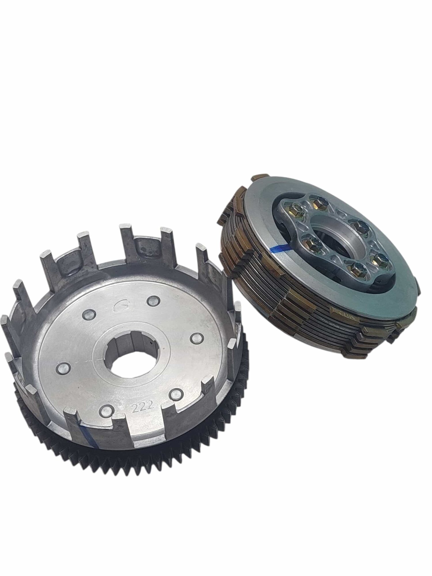 Диски сцепления в сборе 4Т 162FMJ, 164FML, 166FMM (CG, CB150-250) Stels Delta 200, Racer RC250CS, RC200-250C5B, RC200-250GY-C2, RC200-GY8, RC200-250CK (6 болтов, 6 дисков, 70T)