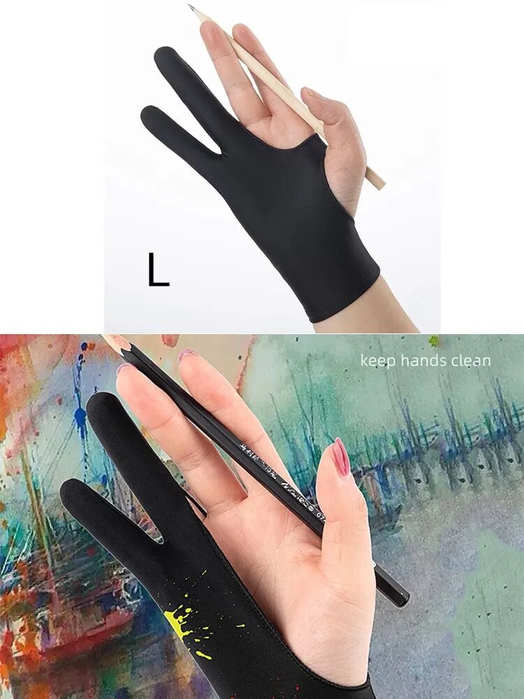 1 шт. Художник перчатка для рисования любого графического планшета черный 2 пальца противообрастающие как правой, так и левой руки