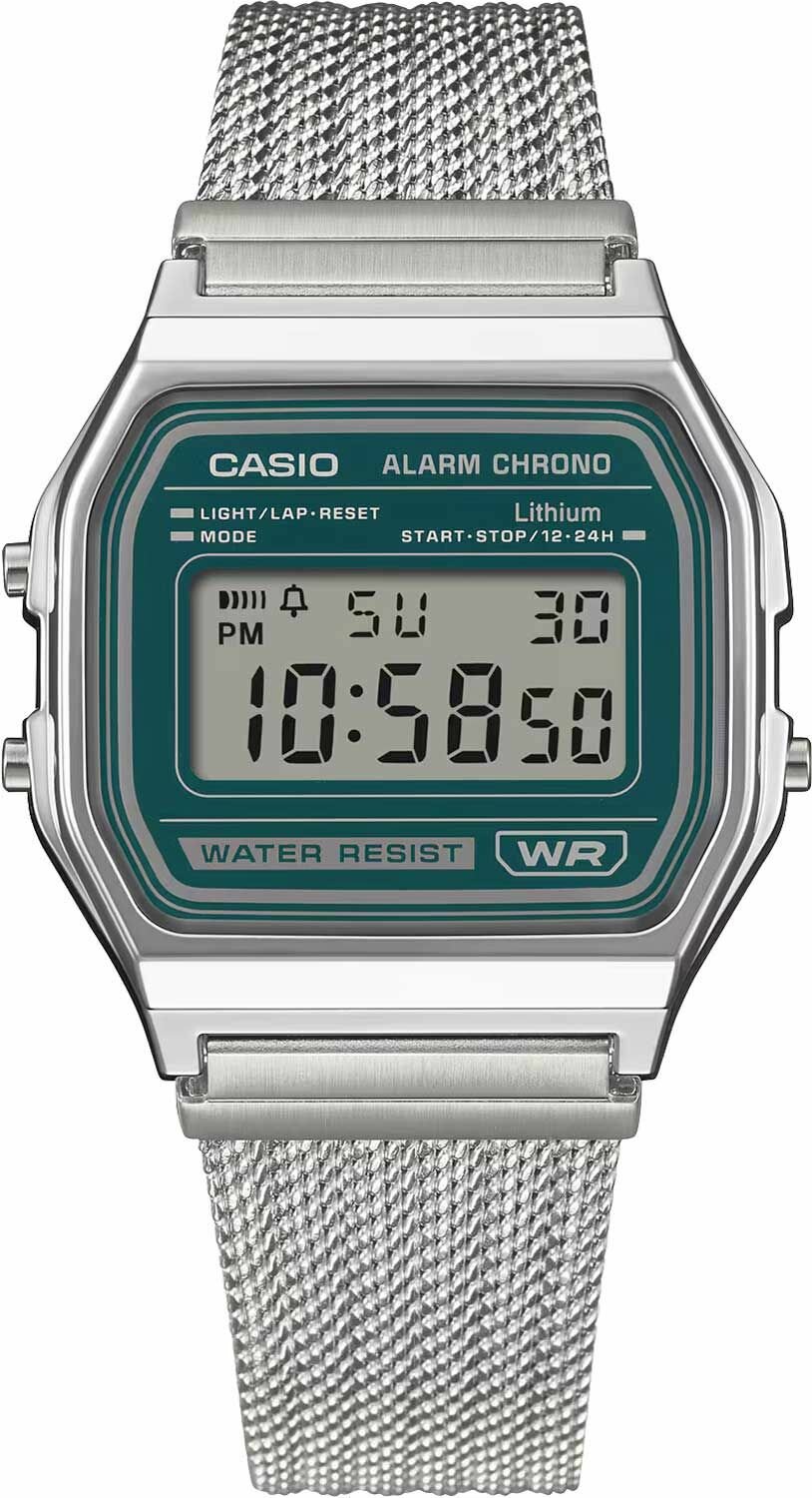 Наручные часы CASIO, серебряный, зеленый — фото 1