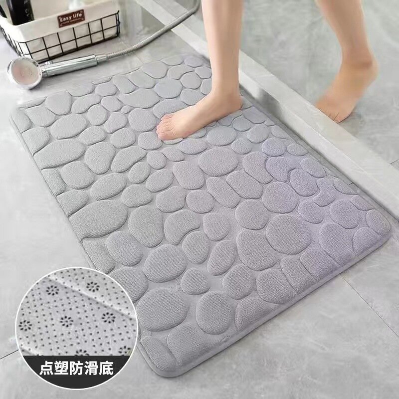Кросс-бордерная прямая поставка домашнего коврика с текстурой булыжника, водопоглощающий, с белым дном, из пены с эффектом памяти, нескользящий коврик для двери, коврик для ванной