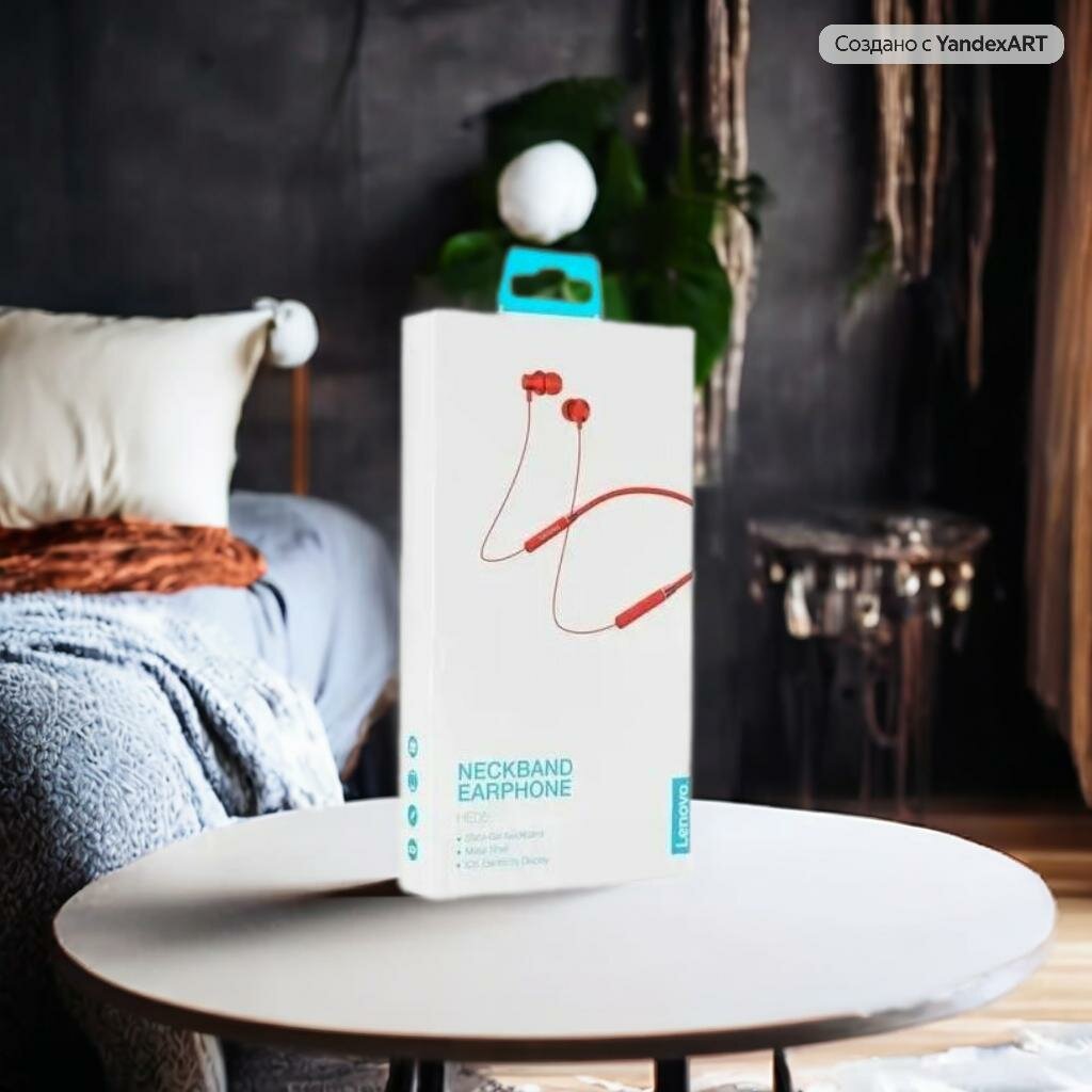 Наушники Lenovo HE05, беспроводные, внутриканальные, красные, влагозащита